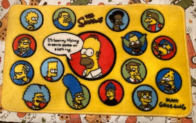 The Simpsons TV Show Bath Rug Mat Yellow Word Bubble Faces Rubber Back ...
