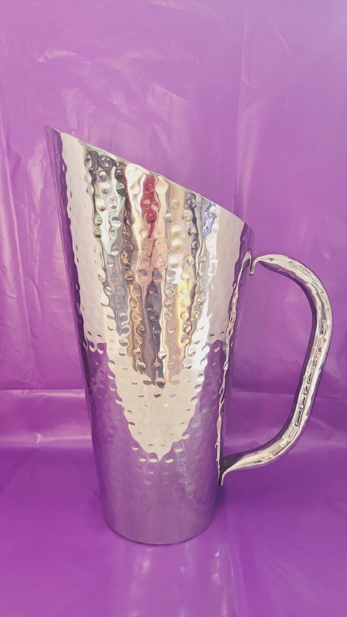 discounts store Hammered Silver Pitcher Vase 64oz Decor Country Cottage ...