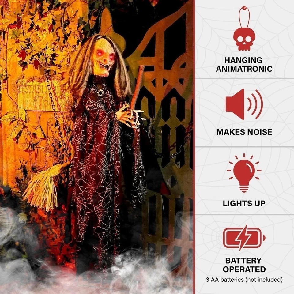 Haunted Hill Farm Animatronic Scary Witch Door Greeter with Touch ...