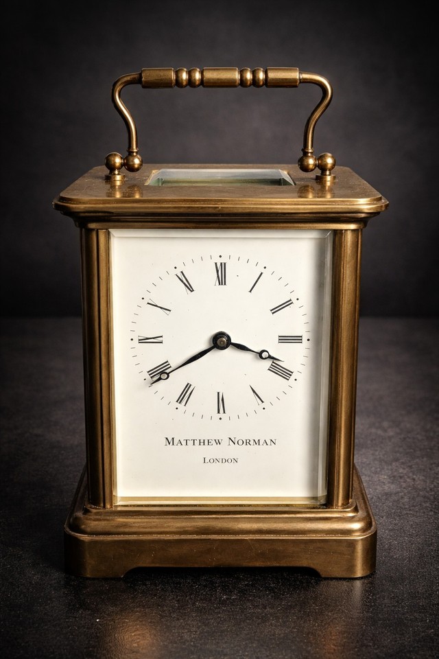 MATTHEW NORMAN LONDON SWISS MADE Brass Carriage Clock with Key ...