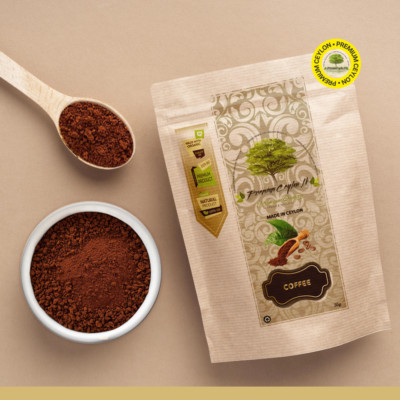 Ceylon Black Coffee Bean Ground Fine Powder 100% pure Natural Organic ...