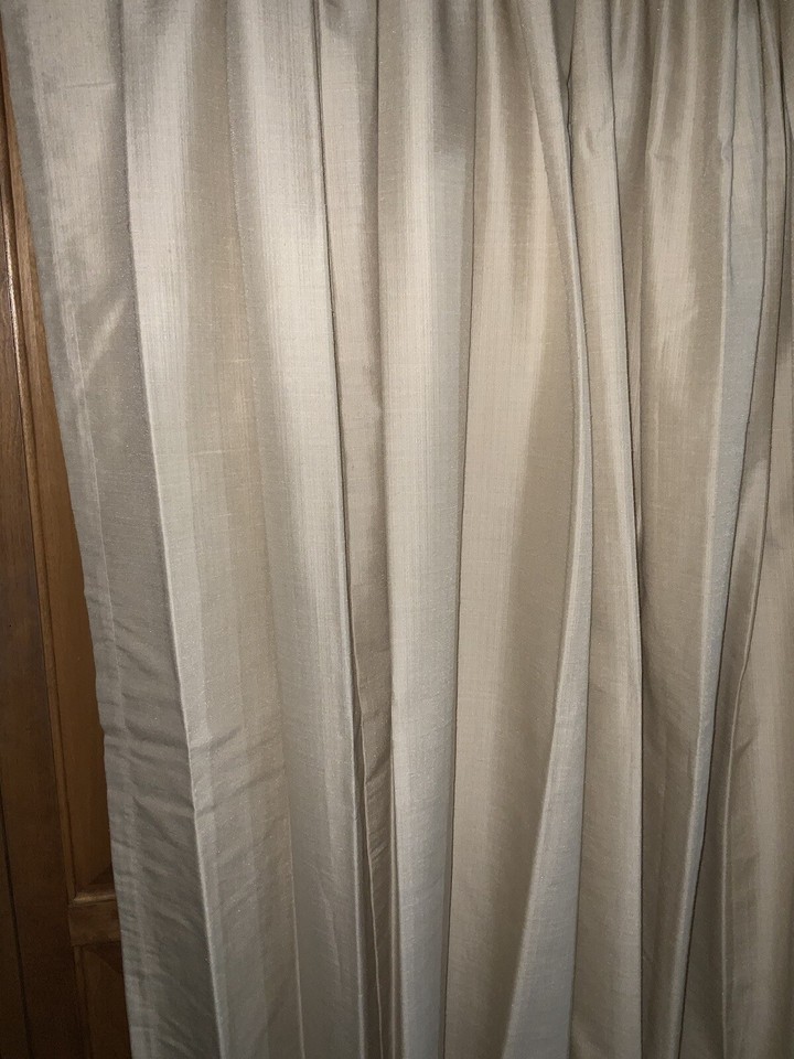 CUSTOM SINGLE PINCH PLEATED DRAPERY PANEL~SOLID IVORY LINEN BLEND~48x84 ...