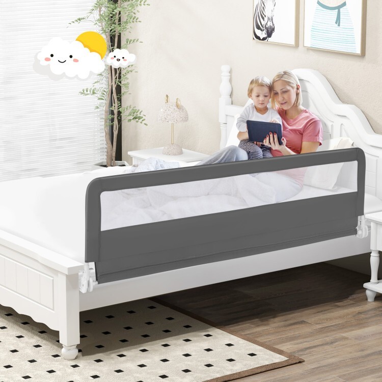71" Foldable Adjustable Extra Long Bed Rail Guard Bed Guardrail w ...