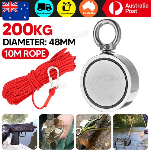 200kg Salvage Strong Recovery Magnet Neodymium Hook Treasure Hunting ...