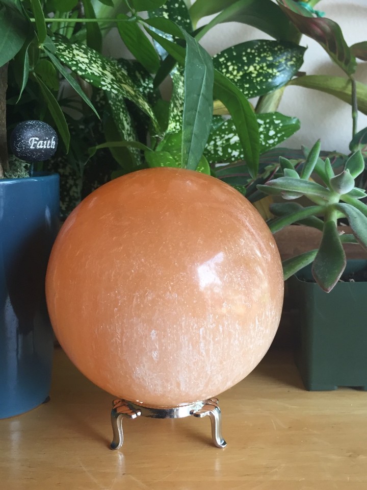 90mm Orange Selenite Sphere Red Large Selenite Crystal Ball Gemstone ...