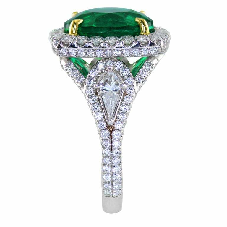 Magnificent One-Of-A-Kind 5.29CT Round Emerald With 1.70CT White CZ ...