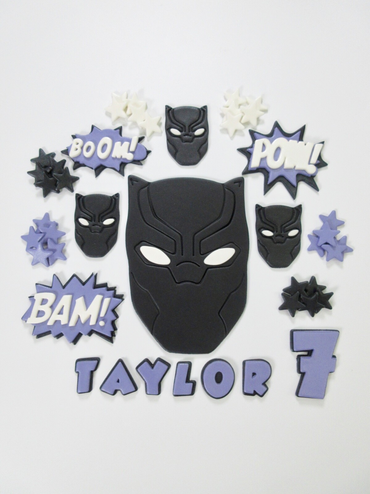 Black Panther Cake Topper Edible Fondant Birthday Party Decorations ...