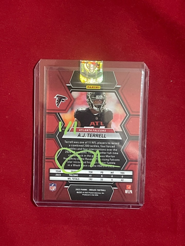 2023 John Rudolph Signed Auto Art Card AJ Terrell Unique 1/1 Mosaic | eBay