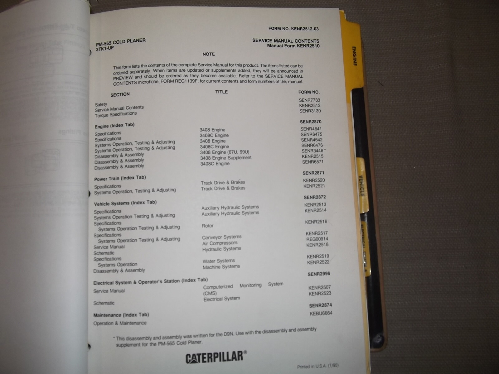 CAT Caterpillar PM-465 Froid Raboteuse Service Magasin Repair Livre ...