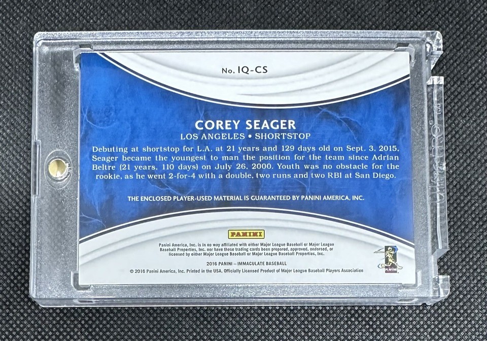 2016 Immaculate Collection Corey Seager IQ-CS Rookie Card RC /99 4 ...