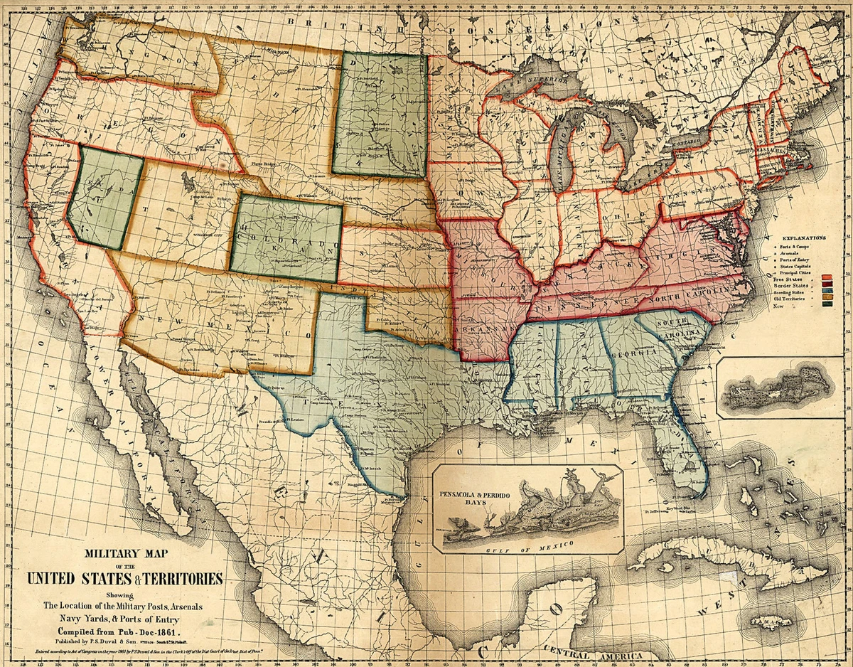 Border States During Civil War Map