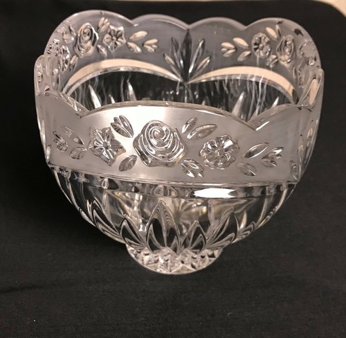 ONEIDA SOUTHERN GARDEN CRYSTAL BOWL FROSTED ROSES SCALLOPED 6" | eBay