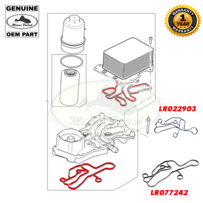 LAND ROVER OIL COOLER GASKET x2 RR SPORT RANGE 4.4L DIESEL LR077242 ...