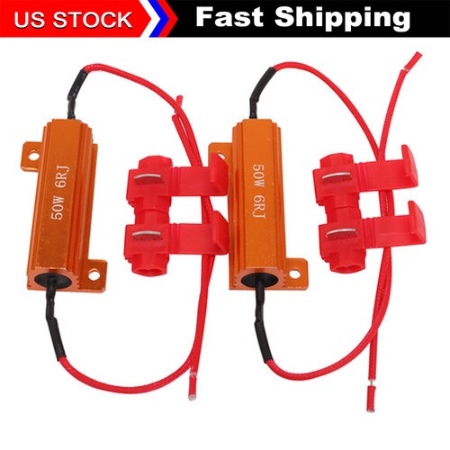 2PCS 50W 6RJ 6ohm Load Resistor LED Decoder Fix Turn Signal Blinker ...