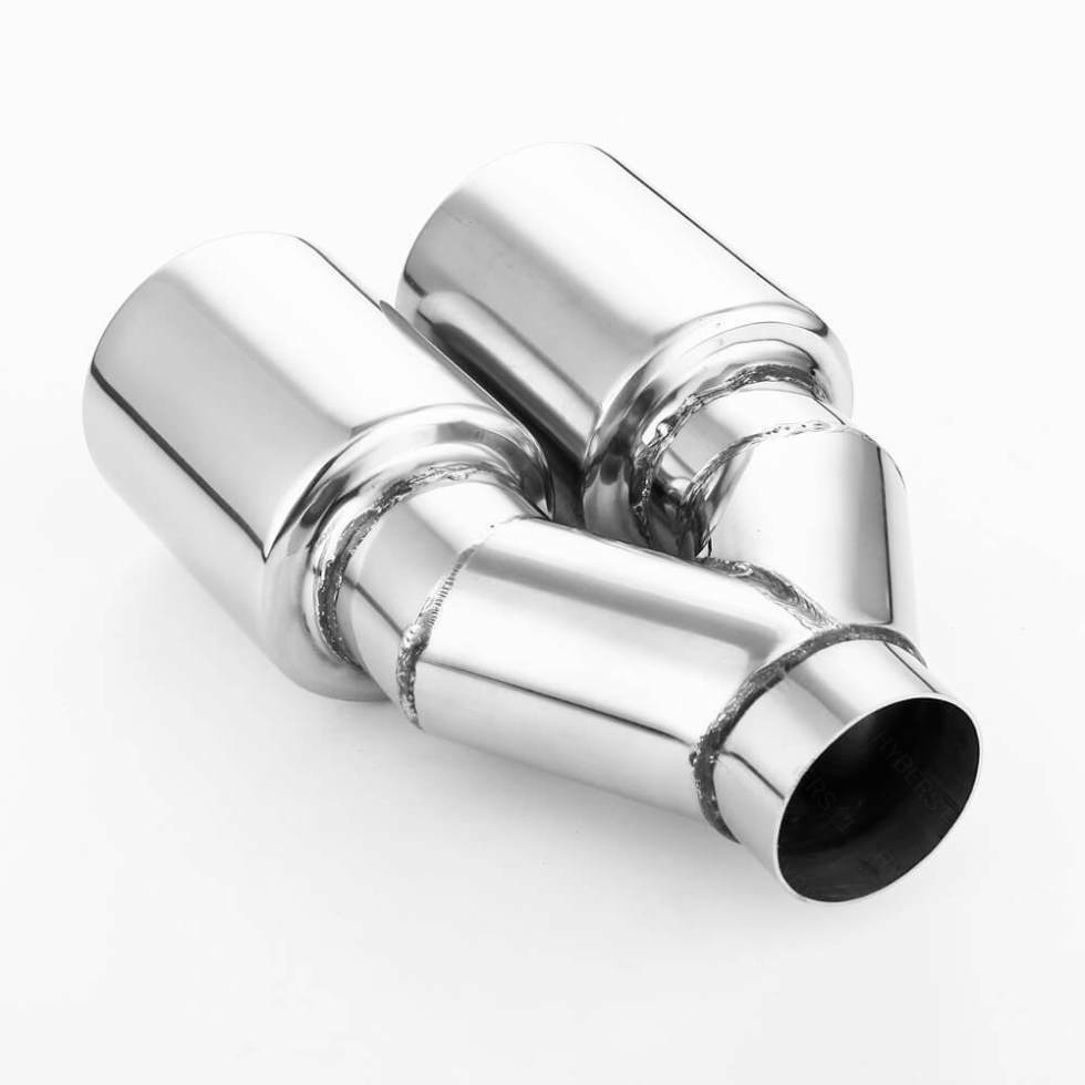 Pair Quad 3.5" Resonated Out Straight Cut Exhaust Tips 2.25" In ...