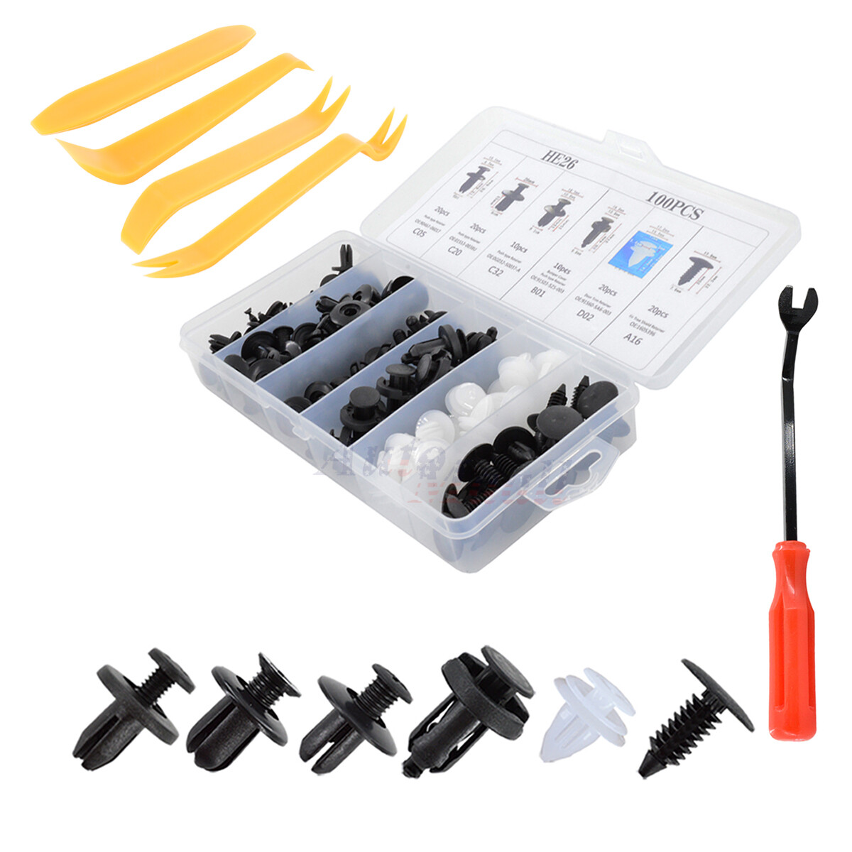 100x 6Size Bumper Fender Liner Screw Retainer Clips 5Tool for Hyundai ...