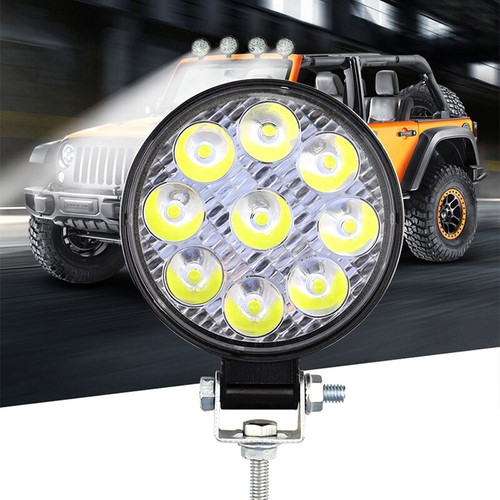 27W Round LED Work Light Flood Beam Offroad Car Driving Fog Lamp 5D ...
