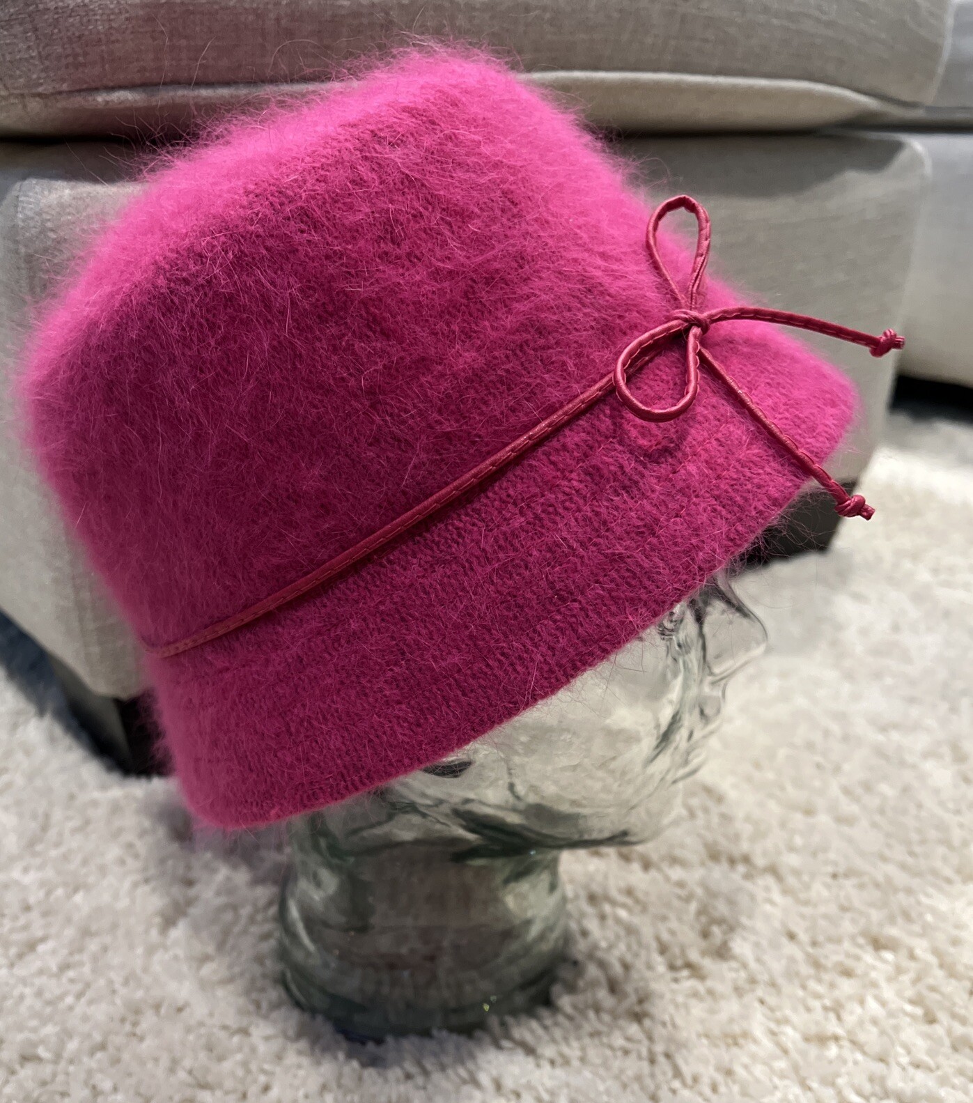 Bucket Hat Pretty Pink Rabbit Fur Wool Poly Blend - Gem