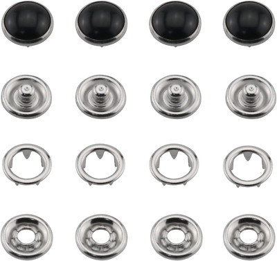 Pearl Snap Button 30 Sets 10Mm Black Pearl Snap Buttons Metal Ring ...