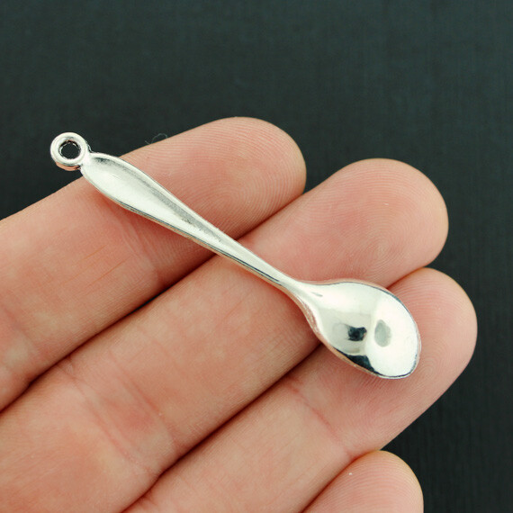 4 Large Spoon Charms Antique Silver Tone 2 Sided - SC3156 | eBay