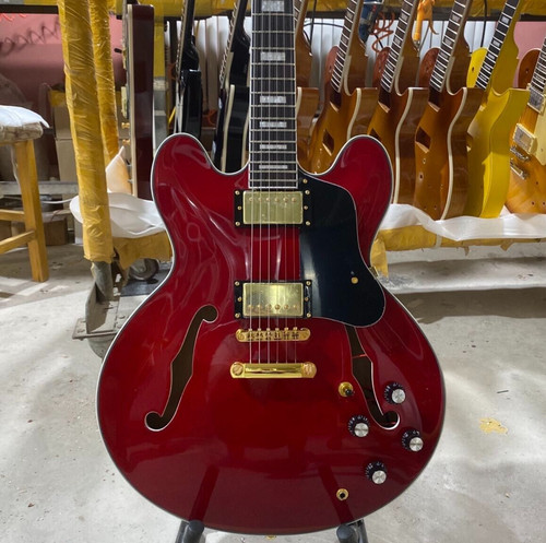 New Electric Guitar Semi Hollow Body Jazz Guitar Maple Body Transparent ...