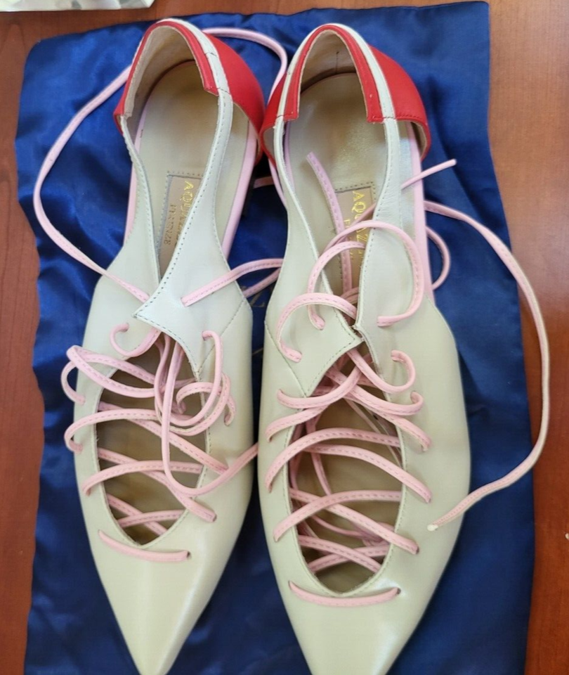 ALTUZARRA Size 40 9 New Leather Lace Up Sandals Flats Ballet Shoes ...