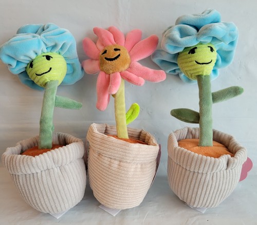 Lot of 3 Giggle Scape Flower 8" Plush Baby Toys Blue & Pink Nursery ...