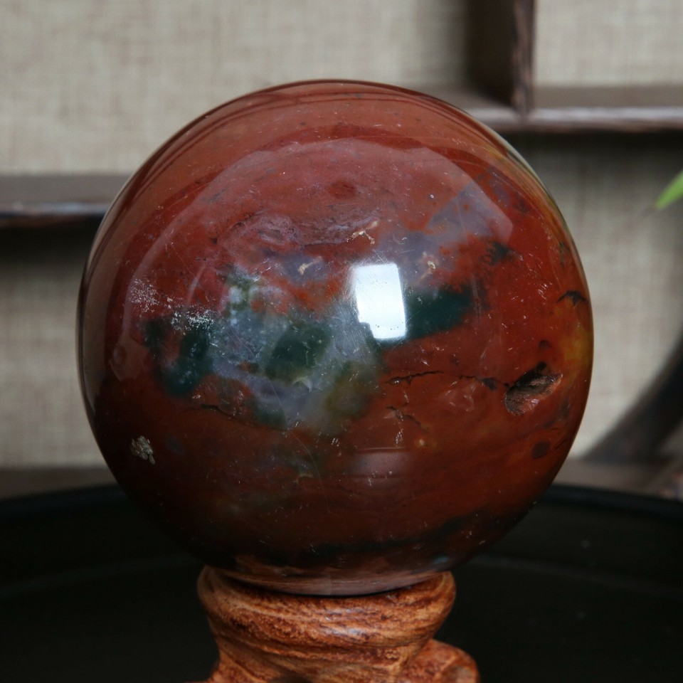 A9273-75mm-575gAmazing natural Ocean Jasper Orbicular Sphere Reiki ...