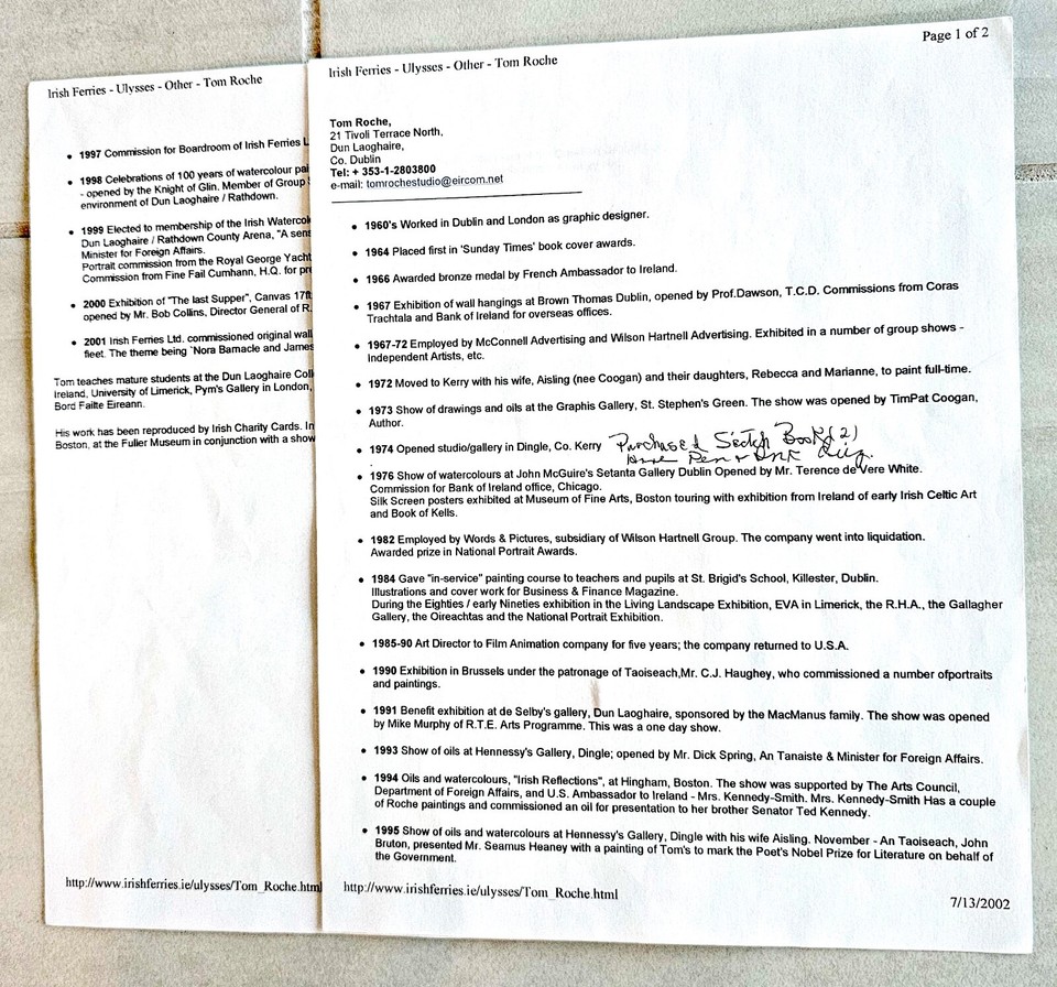 Original Pen & Ink - Tom Roche - Noted Irish Artist | eBay