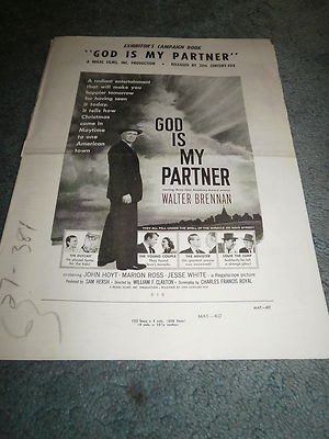 GOD IS MY PARTNER(1957)WALTER BRENNAN ORIG PRESSBOOK+ | eBay