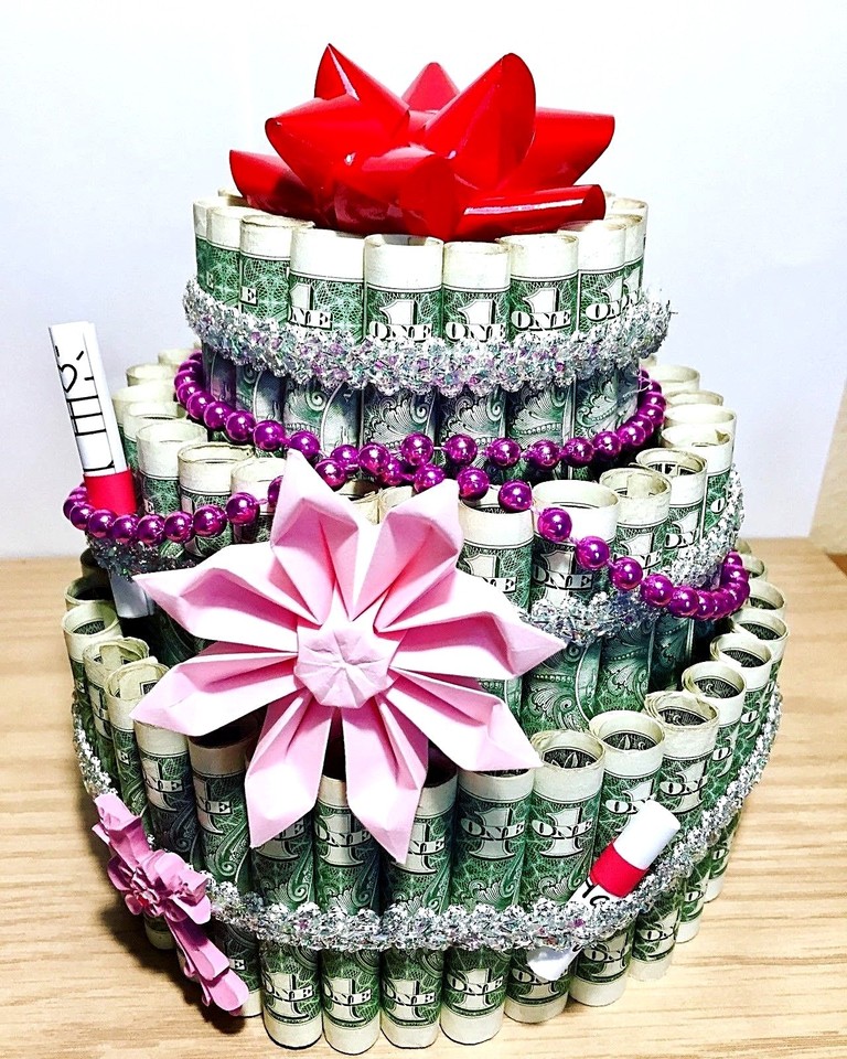 Money cake US dollar bill Origami Cash art personalized gift birthday ...