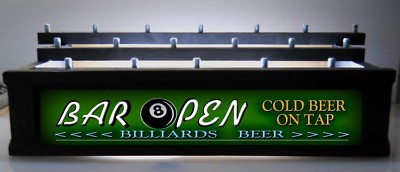 BLACK FINISH - 18 BEER TAP HANDLE DISPLAY / BILLIARDS POOL HALL BAR ...