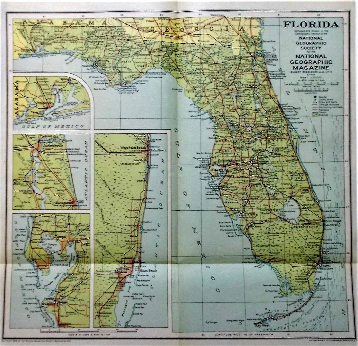 Antique Florida Maps Map, Florida, 1895" By Rand, McNally And Company