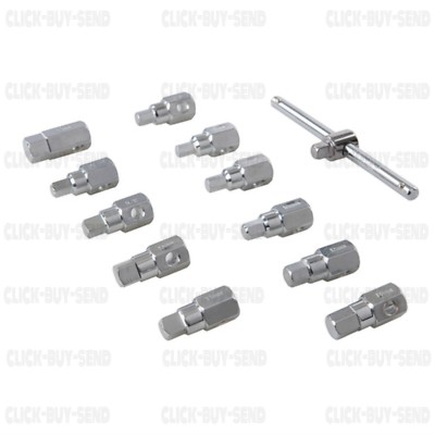 12 PIECE UNIVERSAL OIL DRAIN PLUG KEY SET T BAR 3/8" HEX SQUARE KEYS ...