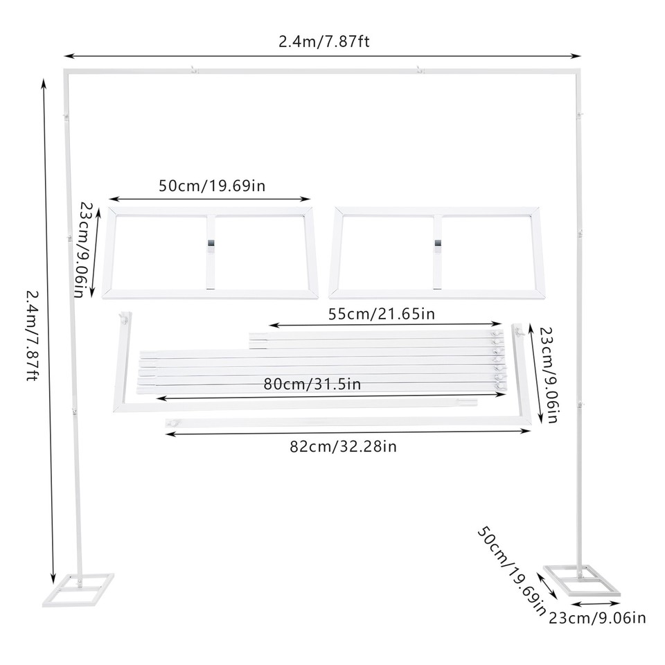 2.4m Wedding Square Arch Party Background Prop Flower Rack Balloon ...