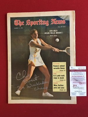 1972, Chris Evert, "Autographed" (JSA), "Sporting New" (Full Signature ...