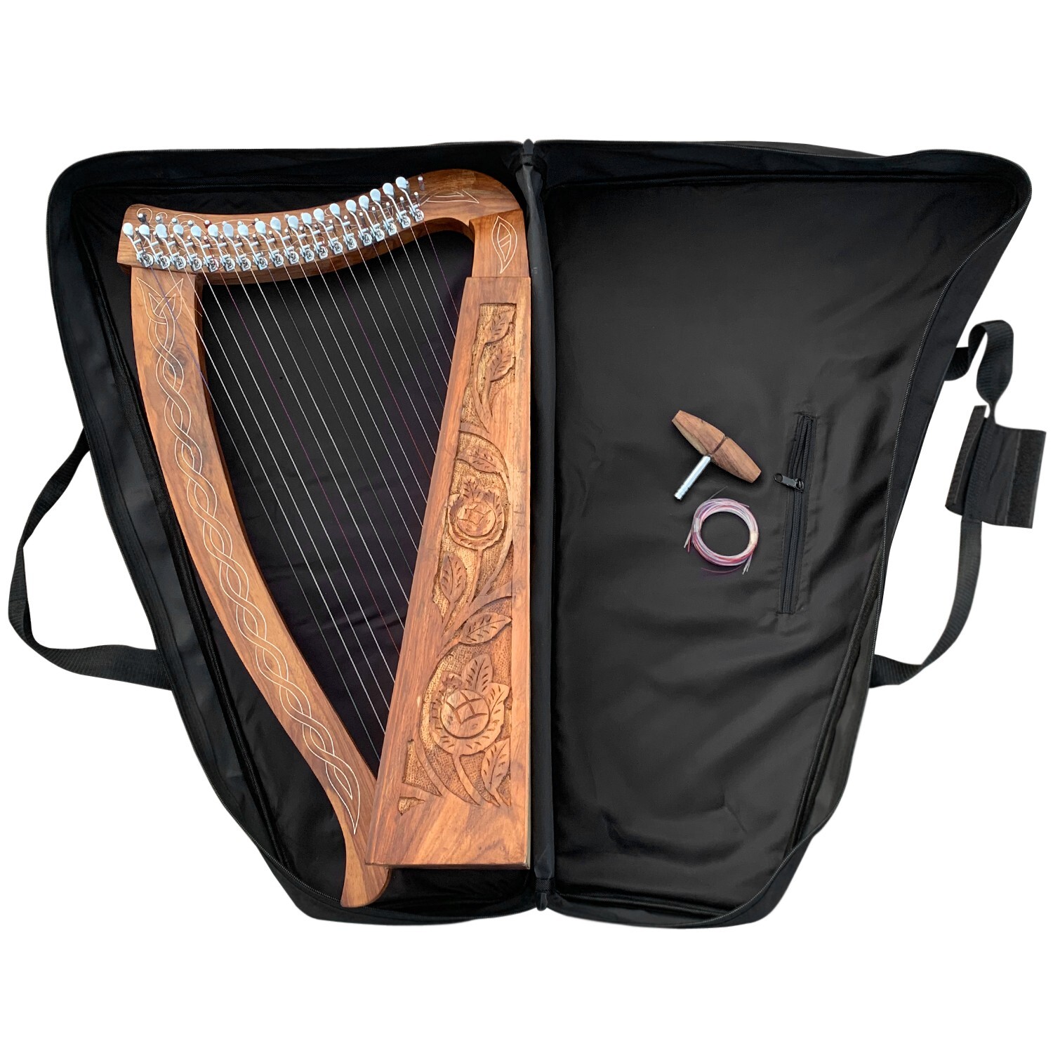 19 STRINGS SOLID LYRE ROSEWOOD HARP IRISH CELTC HARP NATURAL FINISH ...