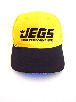 JEGS High Performance Auto Parts Yellow & Black Strapback Ball Cap Hat ...