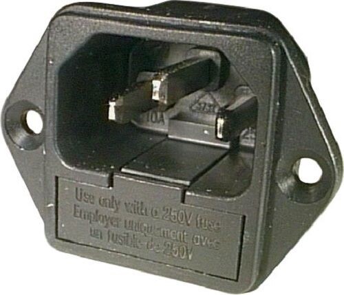 1 x Fused IEC Chassis Mains Kettle Socket Fully Approved Chassis Mount ...