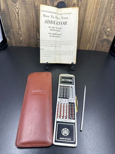 Vintage Arithma Addiator Calculator Adding Machine w/Case Stylus ...