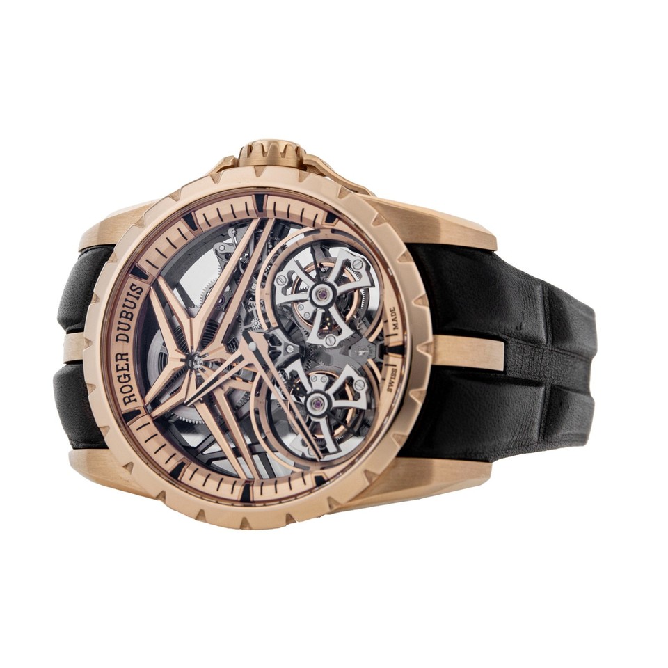 Roger Dubuis Excalibur Double Flying Tourbillon Rose Gold Skeleton 45mm ...