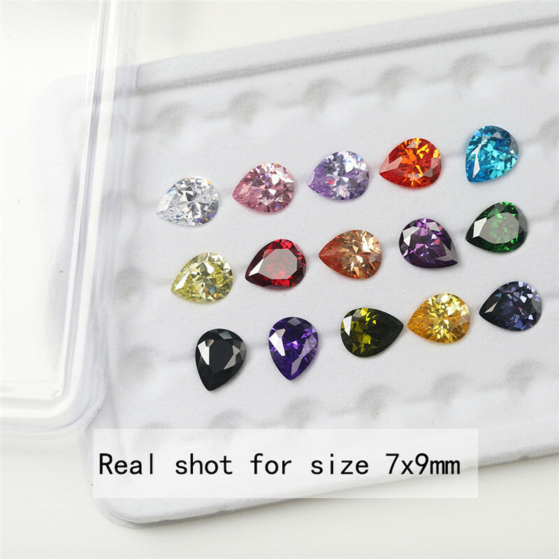 3x5~13x18mm White Red Yellow 10colors Pear cz stone cubic zirconia ...
