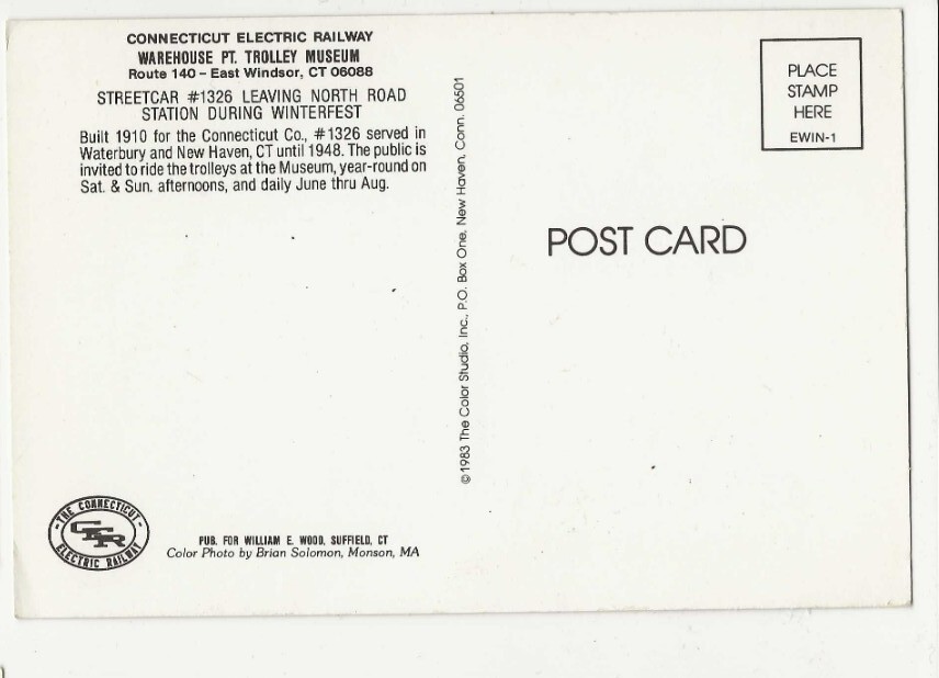 CONNECTICUT ELECTRIC RAILWAY DURING WINTERFEST ROUTE 140 | eBay