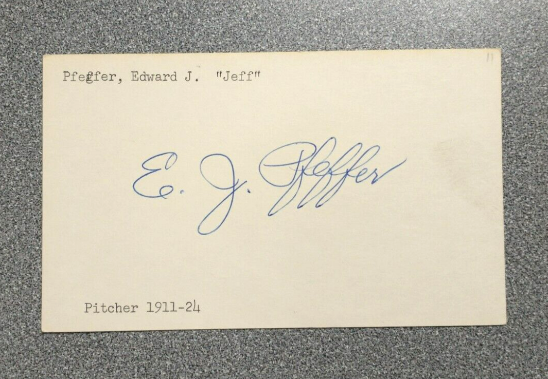 JEFF PFEFFER 1911 BROWNS DEBUT SIGNED AUTOGRAPHED INDEX CARD - FREE ...