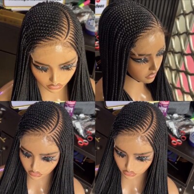 Braided Wig Conrow Wig Closure Braids Wig For Black Women | eBay