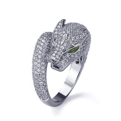 16mm Sterling Silver Rhodium Plated, Puma Design CZ Pave Setting Right ...