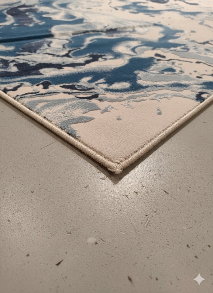 Aurora Rug Blue Silver Navy Abstract Metallic High Shine Living Room ...