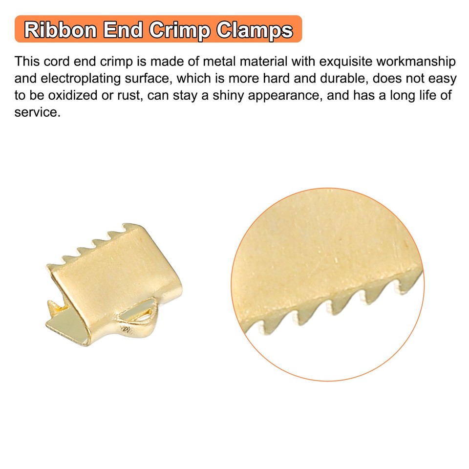 25Pcs 8.5mm Ribbon Crimp Clamp Ends, Bookmark Pinch Crimp Ends, Gold | eBay
