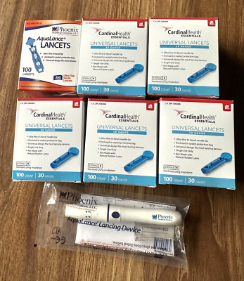 (6) BOXES OF 100 EACH LANCETS - 30 GAUGE - WITH BONUS AQUALANCE LANCING ...