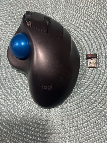 Logitech M570 Dark Gray w Blue Trackball Mouse Wireless With USB ...